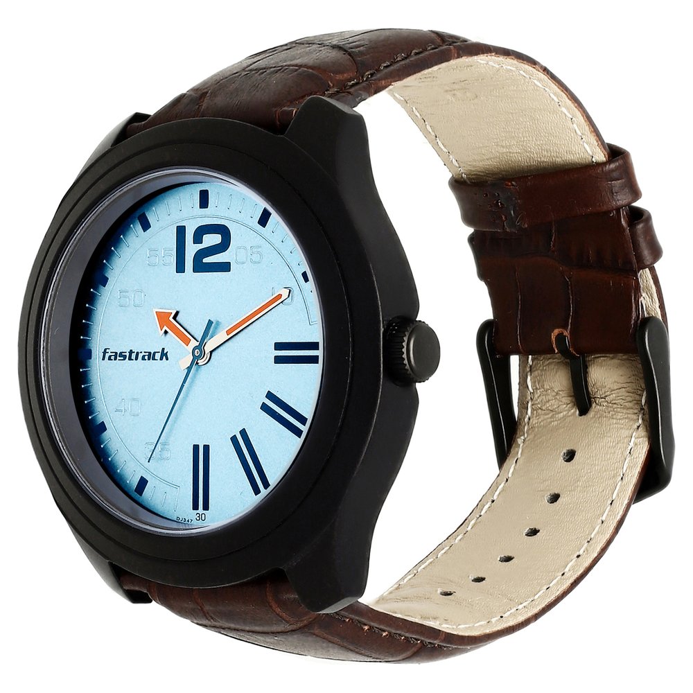Buy Online Fastrack Road Trip Quartz Analog Blue Dial Leather Strap ...