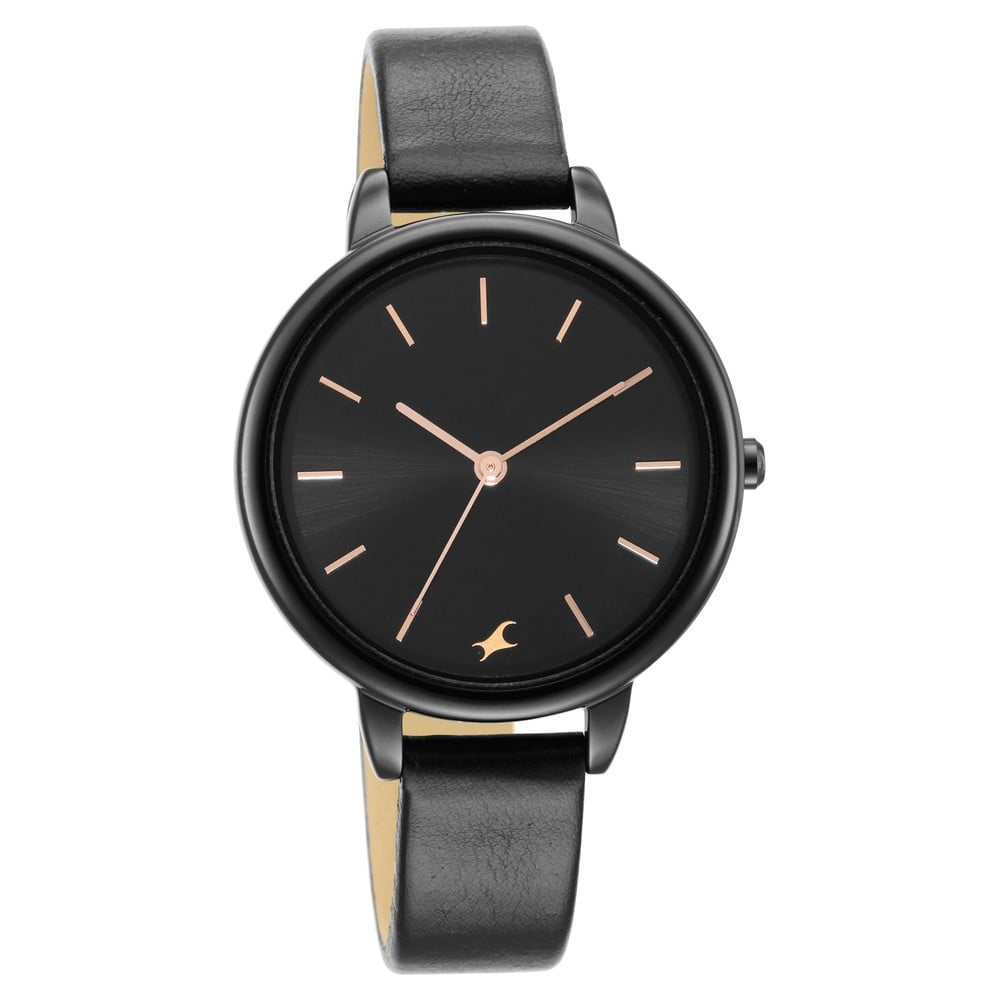 Buy Online Fastrack Glitch Quartz Analog Black Dial Leather Strap Watch ...