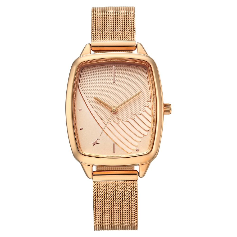 Buy Online Fastrack Wild Quartz Analog Peach Dial Rose Gold Stainless ...