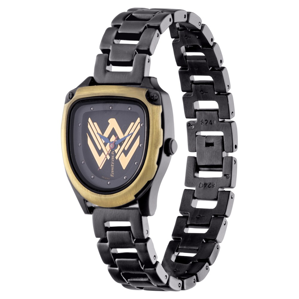 Buy Online Fastrack Wonder Woman Quartz Analog Black Dial Metal Strap ...