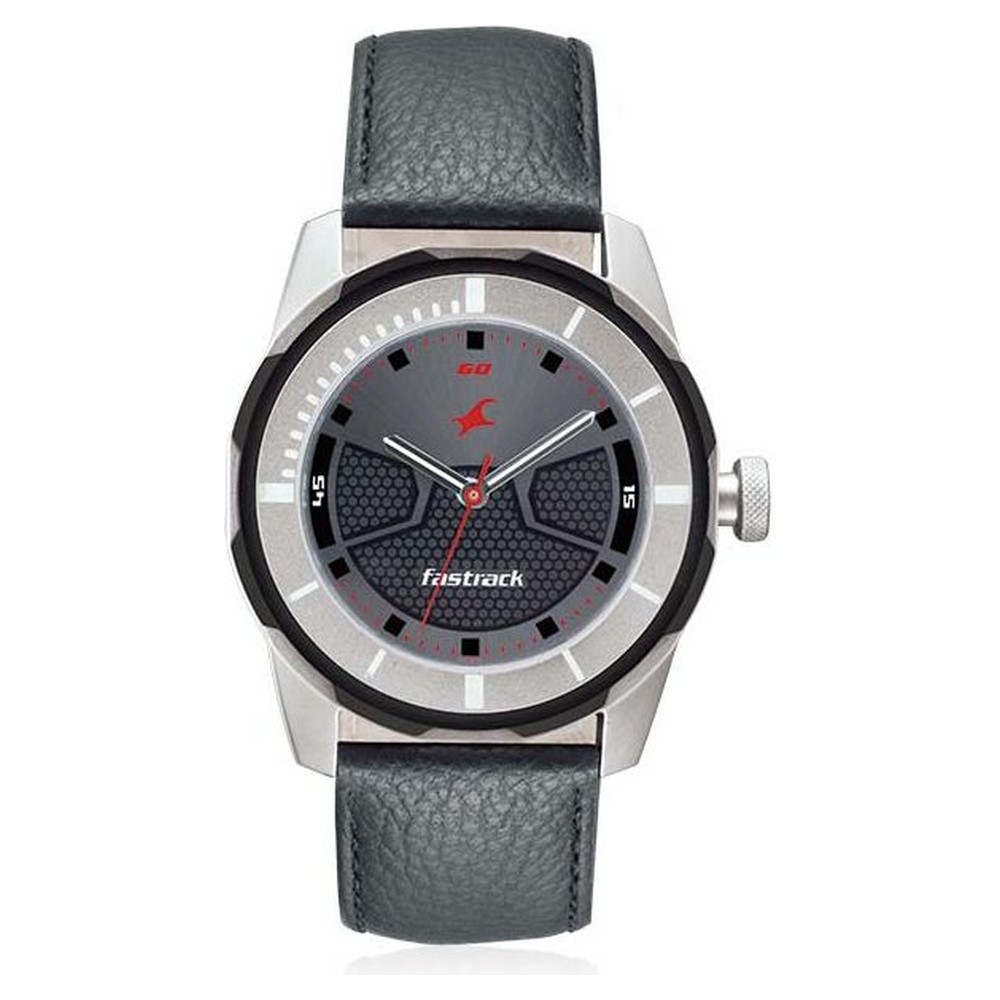 Buy Online Fastrack Quartz Analog Black Dial Leather Strap Watch for ...