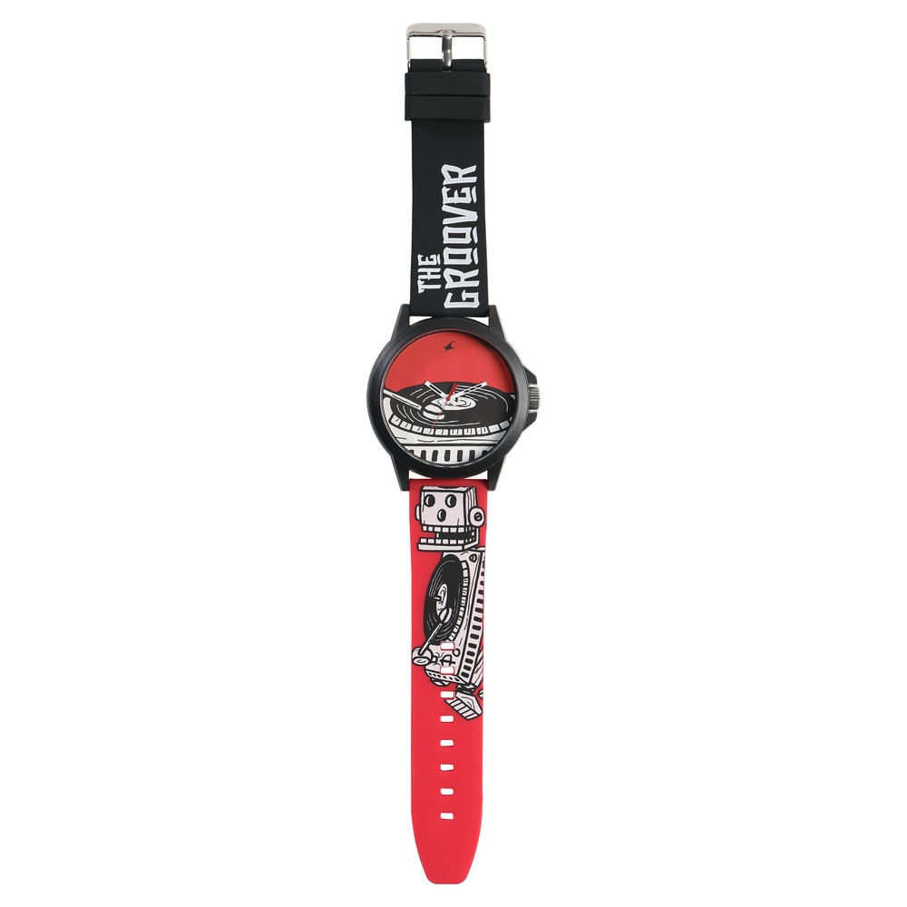 Buy Online Fastrack Wicked Lines Quartz Analog Red Dial Silicone Strap ...