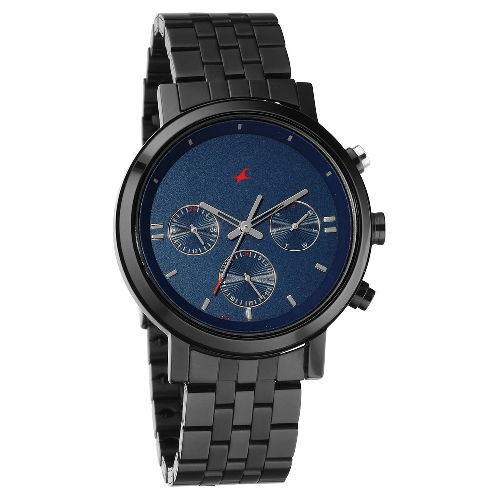 Buy Online Fastrack Tick Tock Quartz Analog Blue dial Metal Strap Watch ...