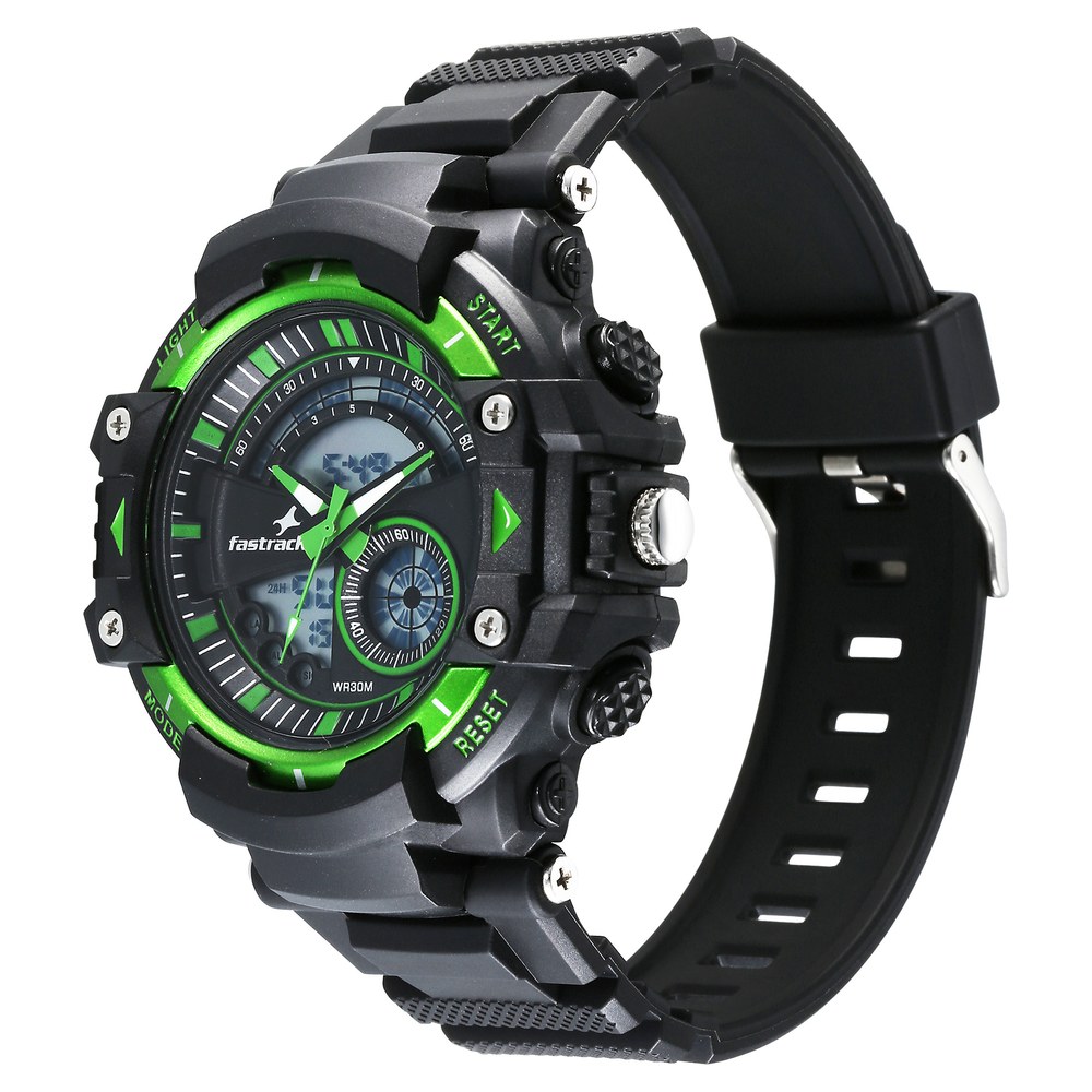 Buy Online Fastrack StreetStyle Quartz Digital Black And Green Dial ...