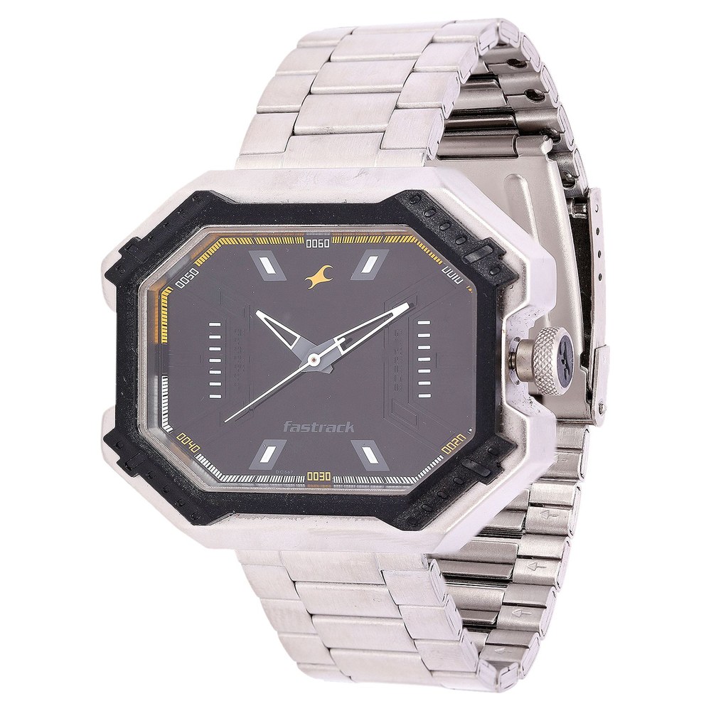 Buy Online Fastrack Quartz Analog Black Dial Metal Strap Watch for Guys ...