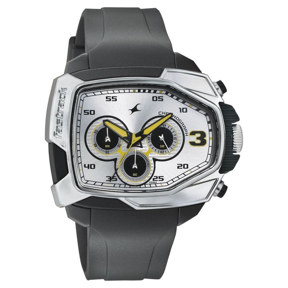 Buy Online Fastrack Quartz Chronograph Silver Dial Plastic Strap Watch ...