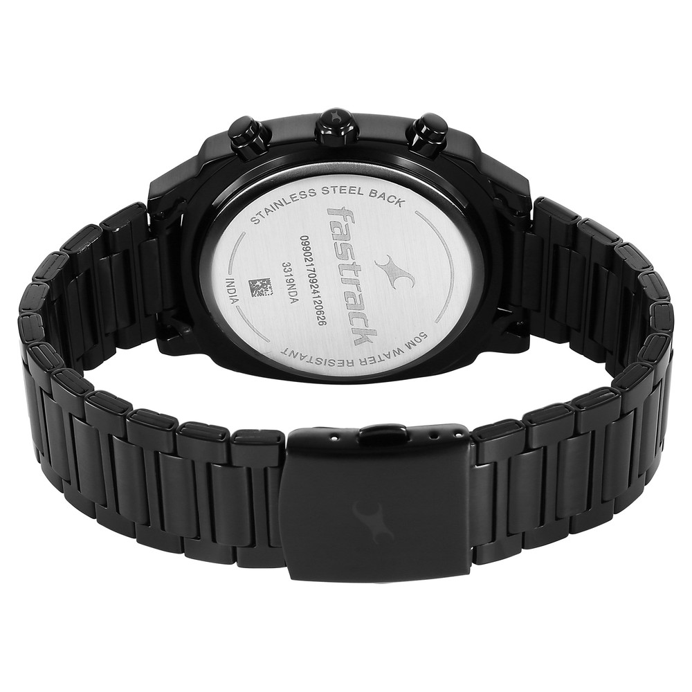 Buy Online Fastrack Kronos Chronograph Black Dial Black Stainless Steel ...