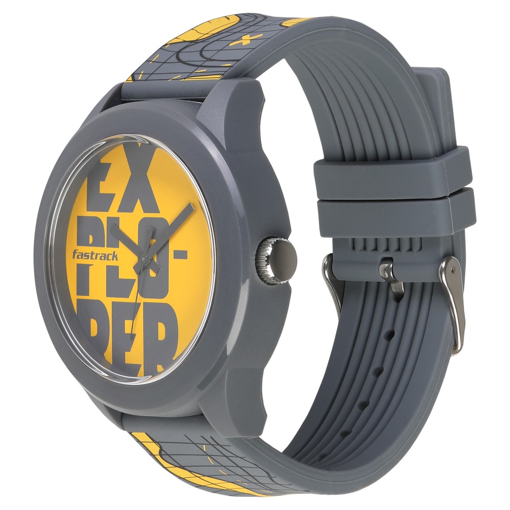Fastrack Quartz Analog Yellow Dial Silicone Strap Watch for Unisex