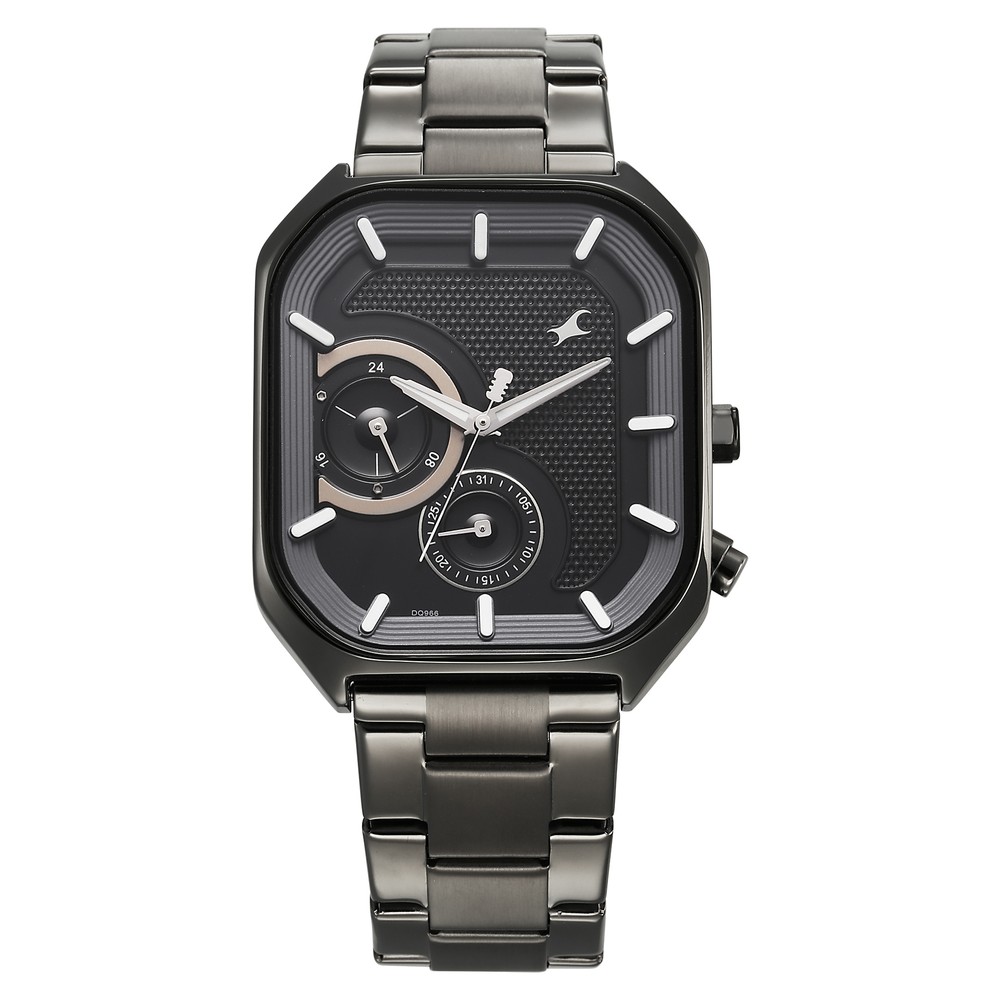Buy Online Fastrack Groove Multifunction Black Dial Metal Strap Guy's ...