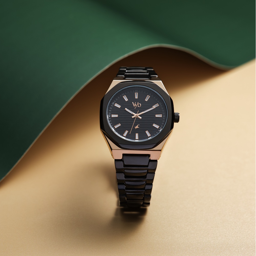 Buy Online Fastrack Vyb Limitless Quartz Analog Black Dial Black Color ...