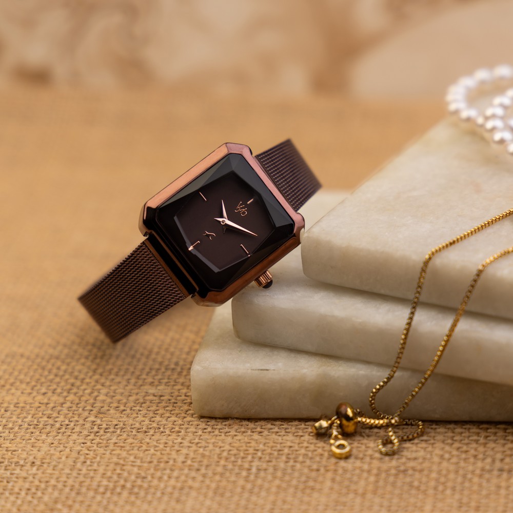 Buy Online Fastrack Vyb Flare Quartz Analog Brown Dial Stainless Steel ...