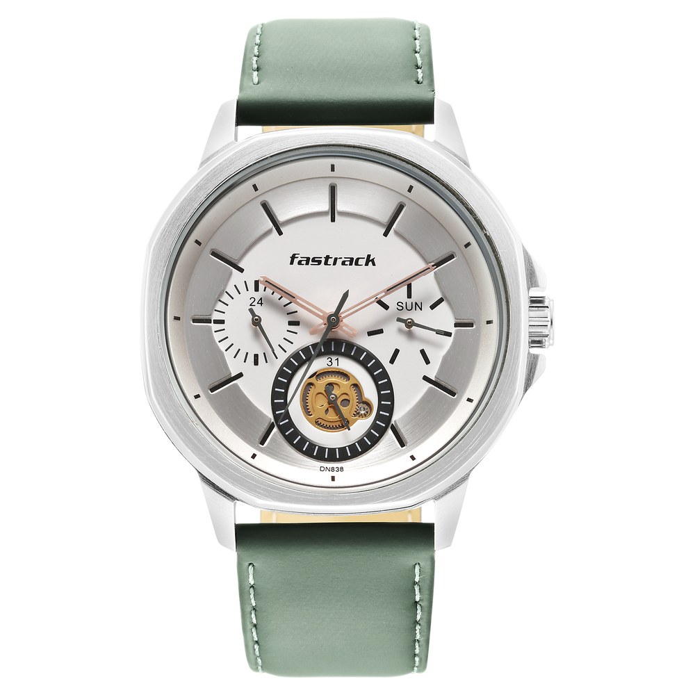 Buy Online Fastrack Exuberant Quartz Multifunction White Dial Leather ...
