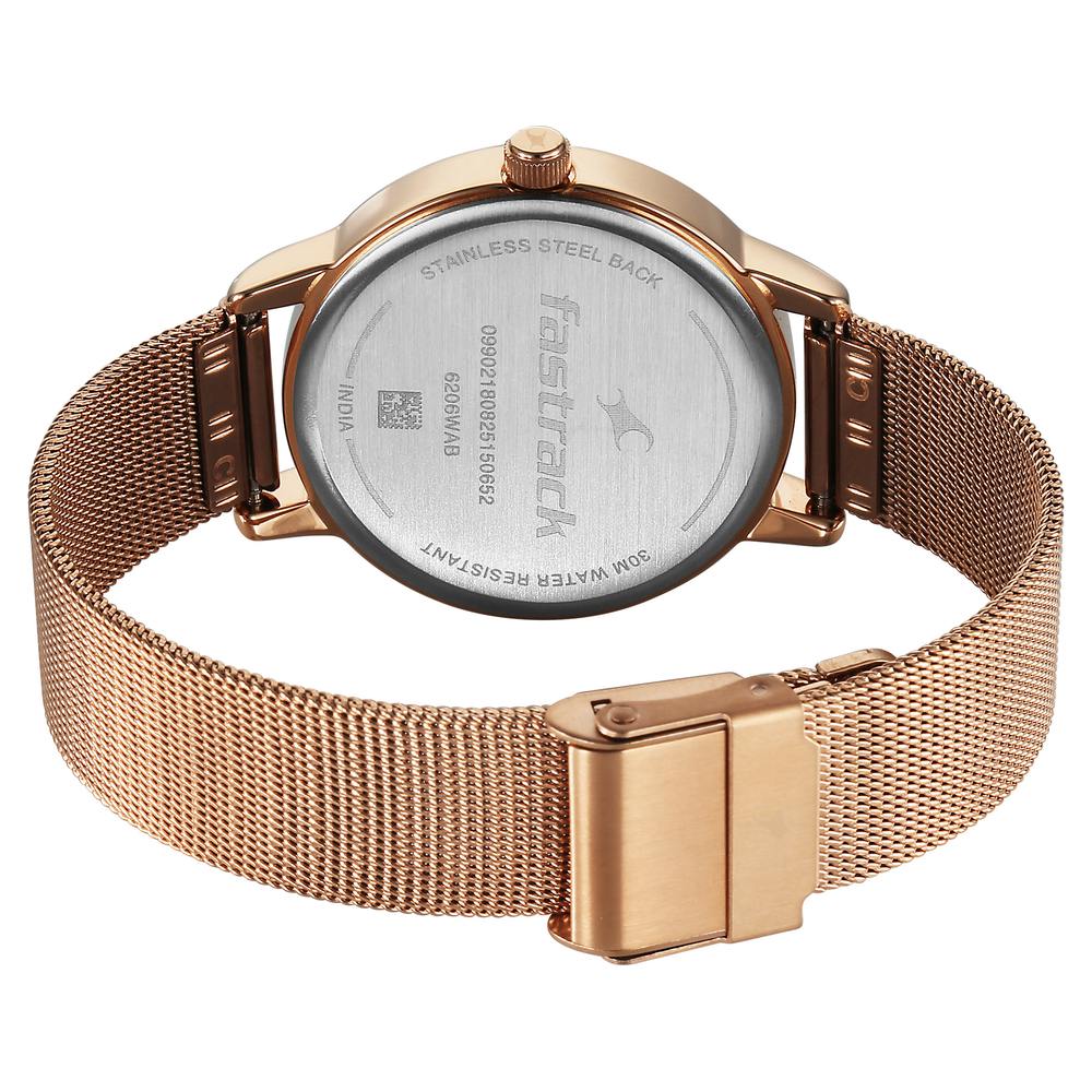 Buy Online Fastrack Style Up Quartz Analog Brown Dial Rose Gold Colour ...