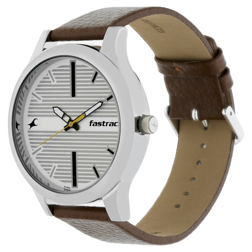 Buy Online Fastrack Fundamentals Quartz Analog White Dial Leather Strap ...