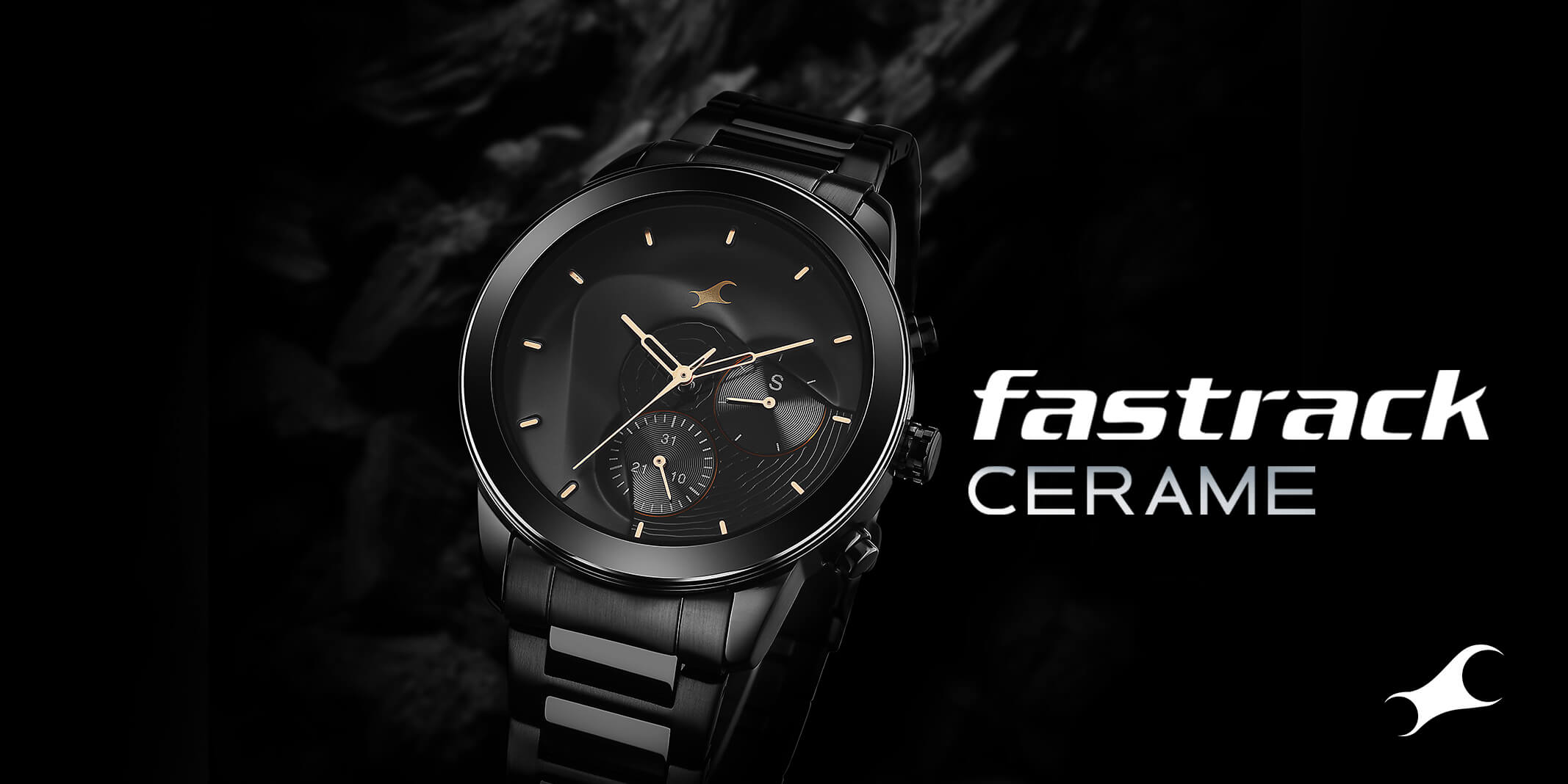 Buy Online Fastrack Cerame Quartz Multifunction Black Dial Steel ...