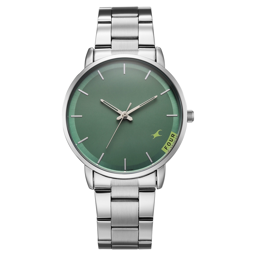 Buy Online Fastrack Stunners Quartz Analog Green Dial Silver Stainless ...
