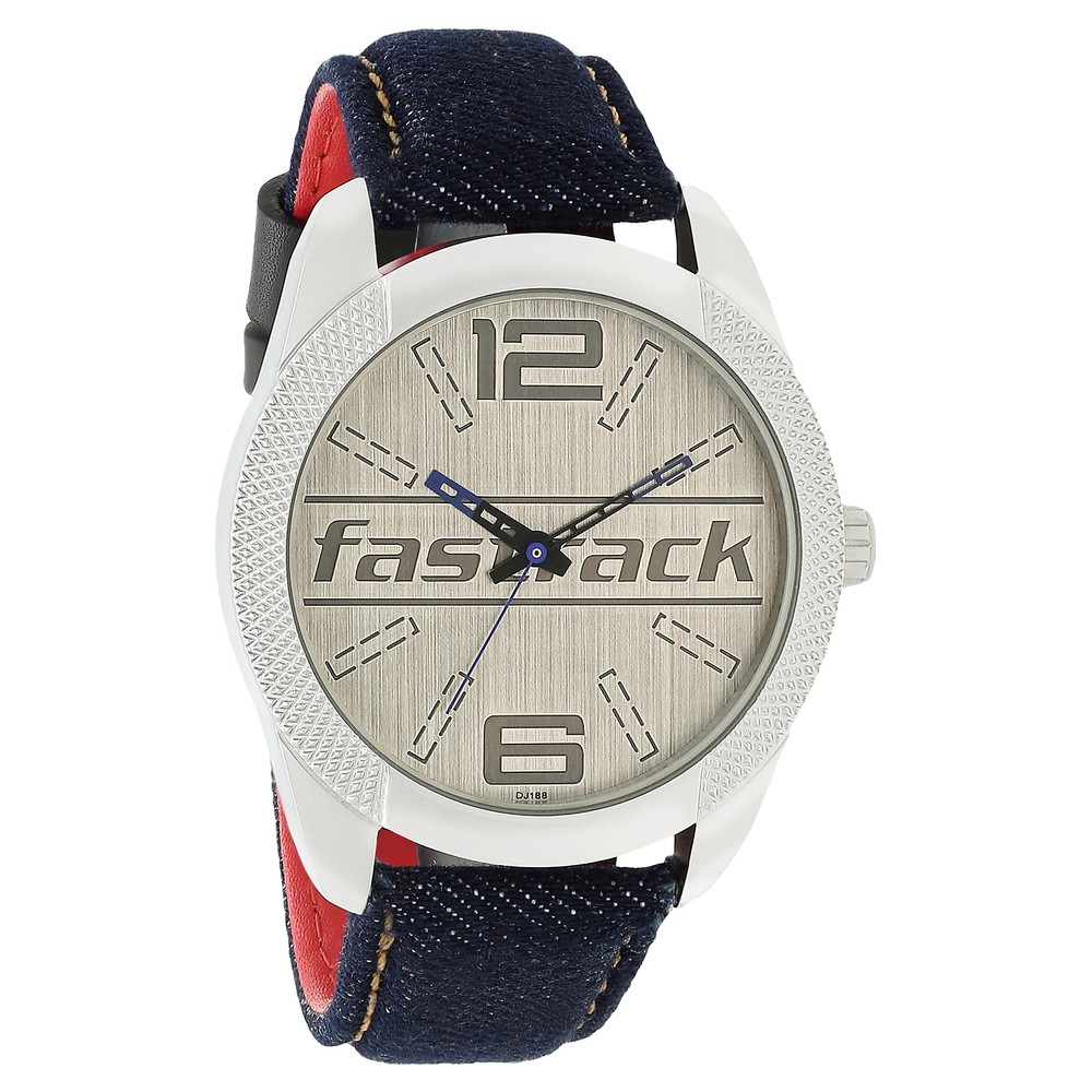Buy Online Fastrack Denim Quartz Analog Silver Dial Denim Strap Watch ...
