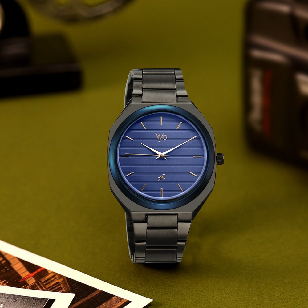 Buy Online Vyb Horizon By Fastrack Quartz Analog Blue Dial Grey ...