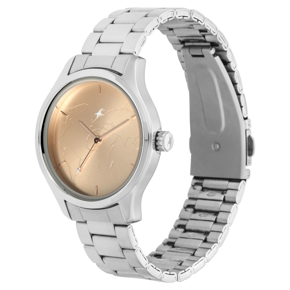 Buy Online Fastrack Tripster Quartz Analog Rose Gold Dial Stainless ...