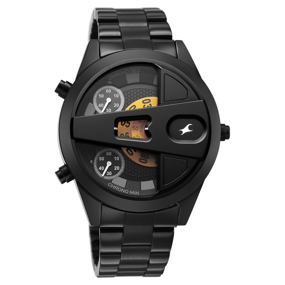 Buy Online Fastrack Overdrive Chronograph Micromotor Black Dial Black ...