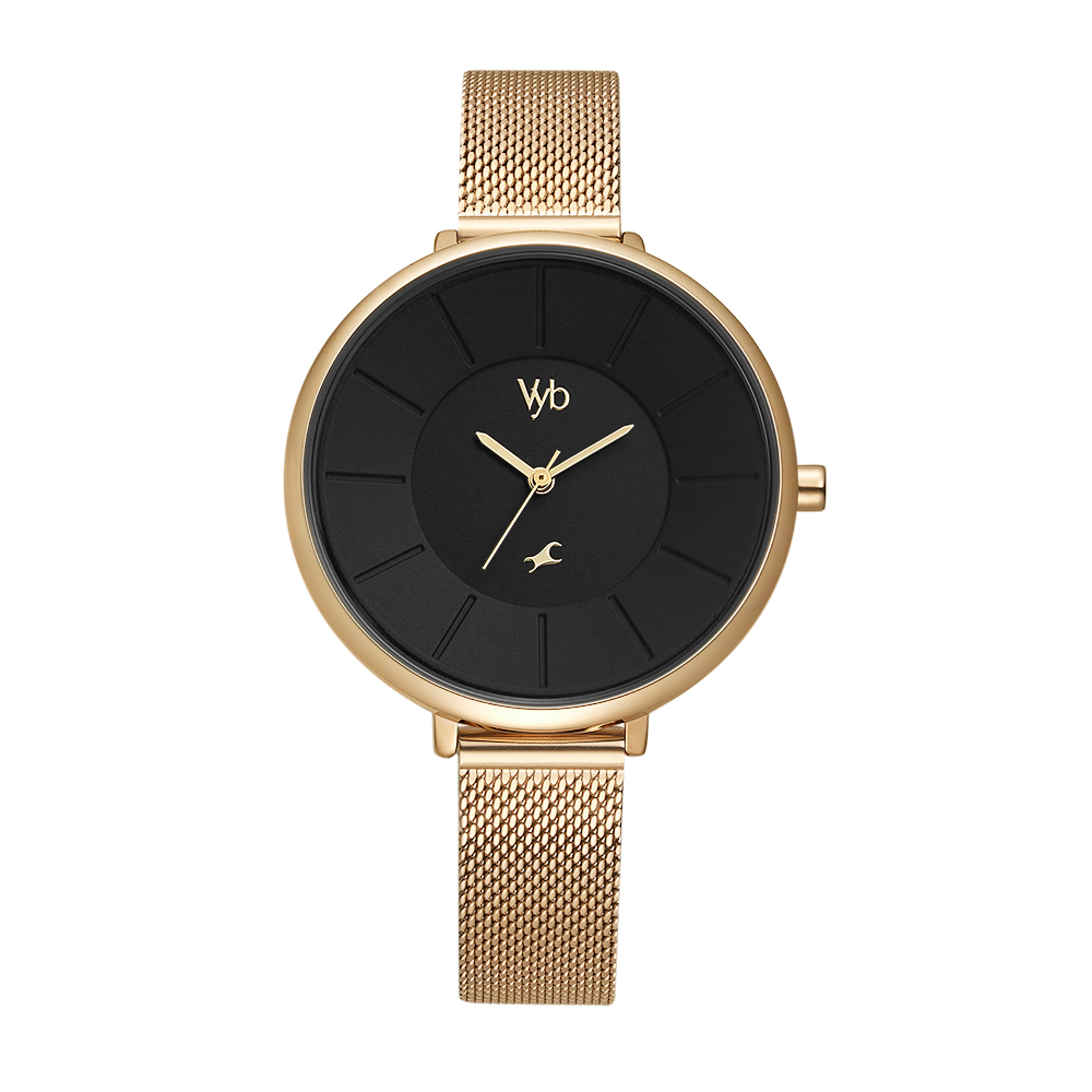 Buy Online Fastrack Vyb Halo Quartz Analog Black Dial Stainless Steel ...