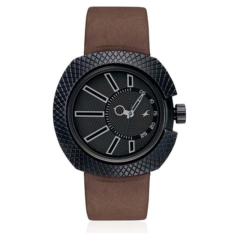 Buy Online Fastrack Quartz Analog Black Dial Leather Strap Watch for ...