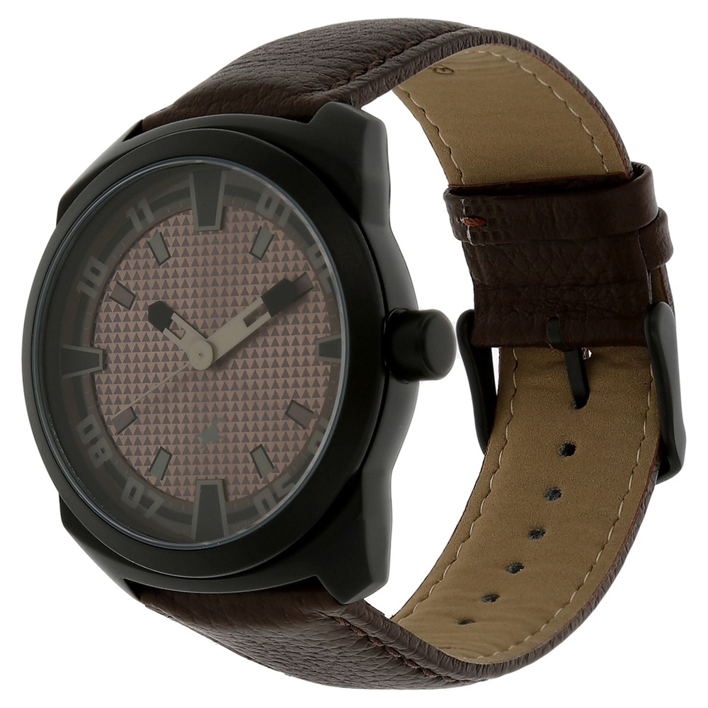 Buy Online Fastrack Quartz Analog Brown Dial Leather Strap Watch for ...