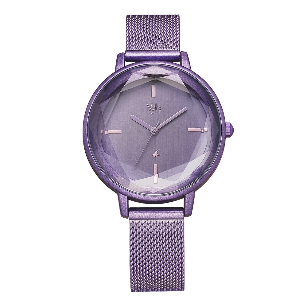 Buy Online Fastrack Vyb Aurora Quartz Analog Purple Dial Stainless ...