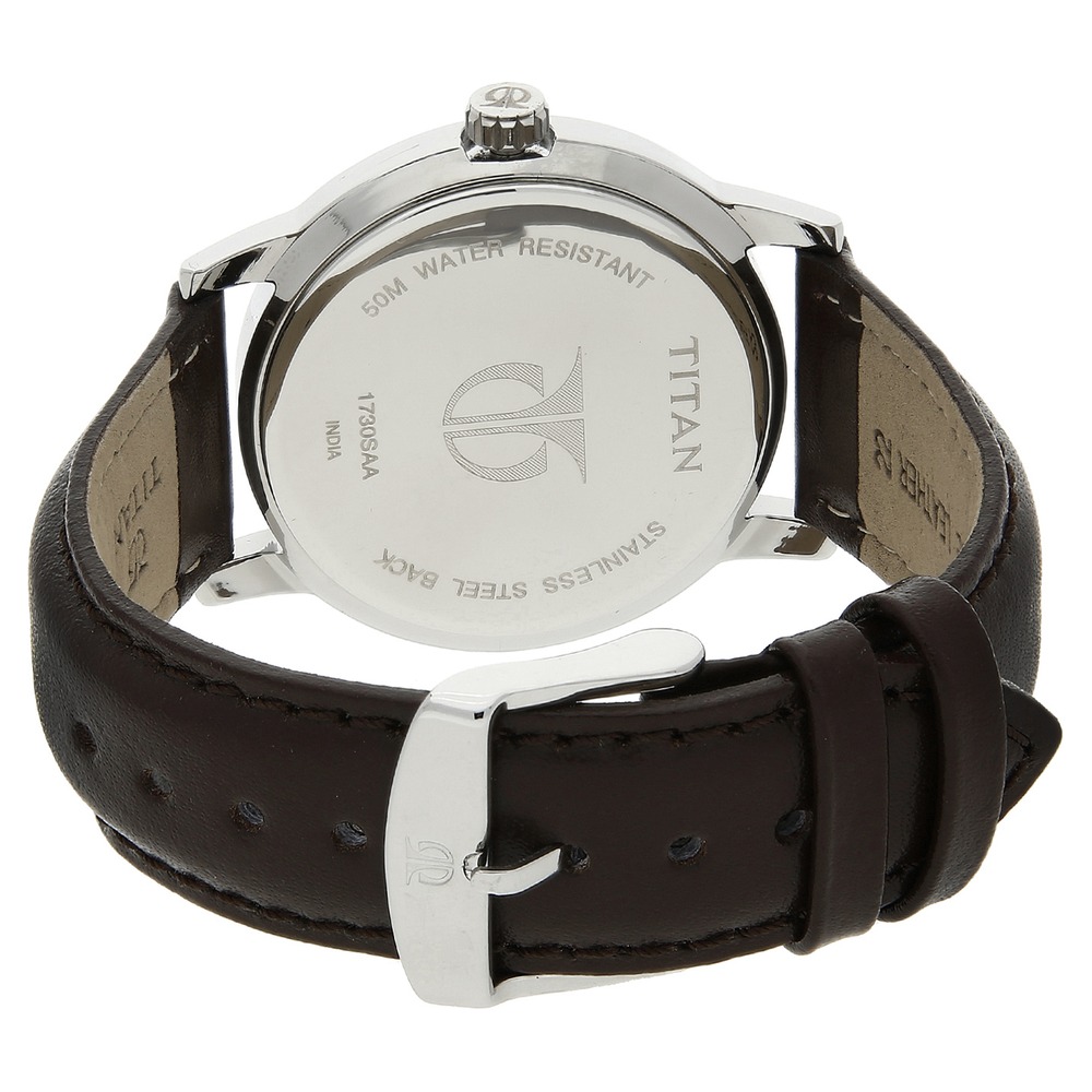 Titan Quartz Analog Brown Dial Leather Strap Watch for Men