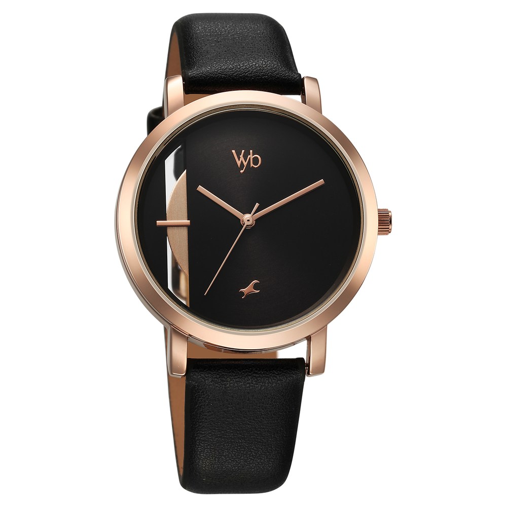 Buy Online Fastrack Vyb Siren Quartz Analog Black Dial Leather Strap ...