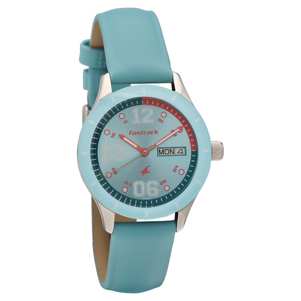 Buy Online Fastrack Quartz Analog with Day and Date Blue Dial Leather ...