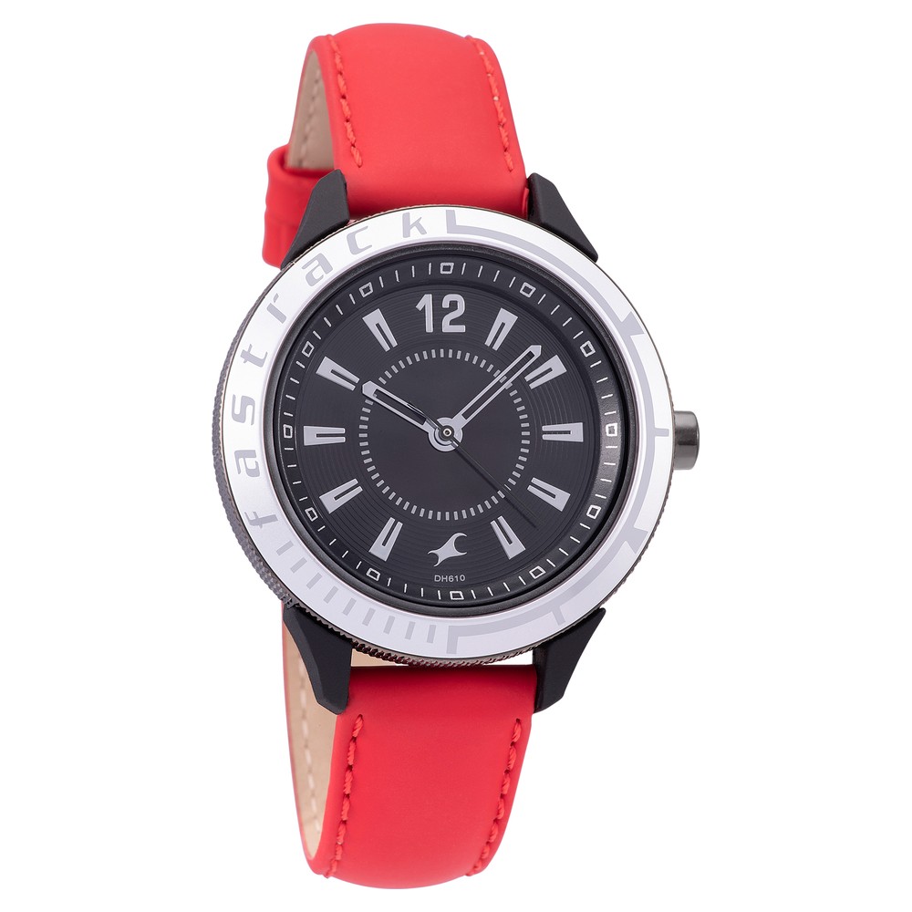 Buy Online Fastrack Modular Quartz Analog Black Dial Leather Strap ...