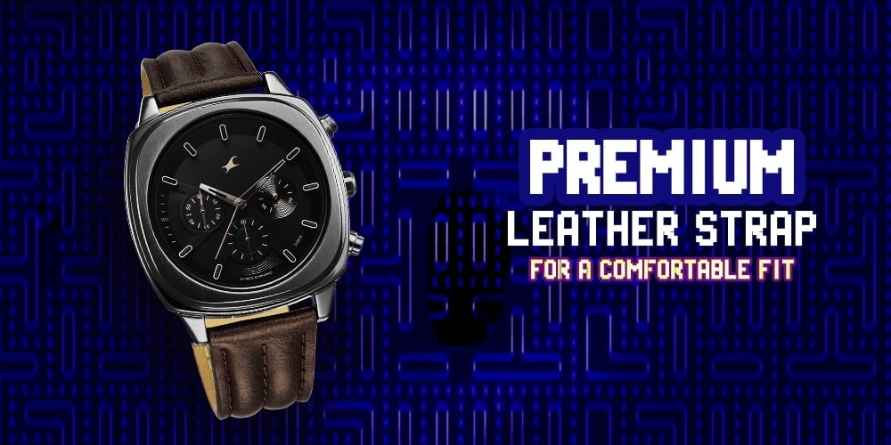 Buy Online Fastrack Kronos Chronograph Black Dial Brown Leather Strap ...