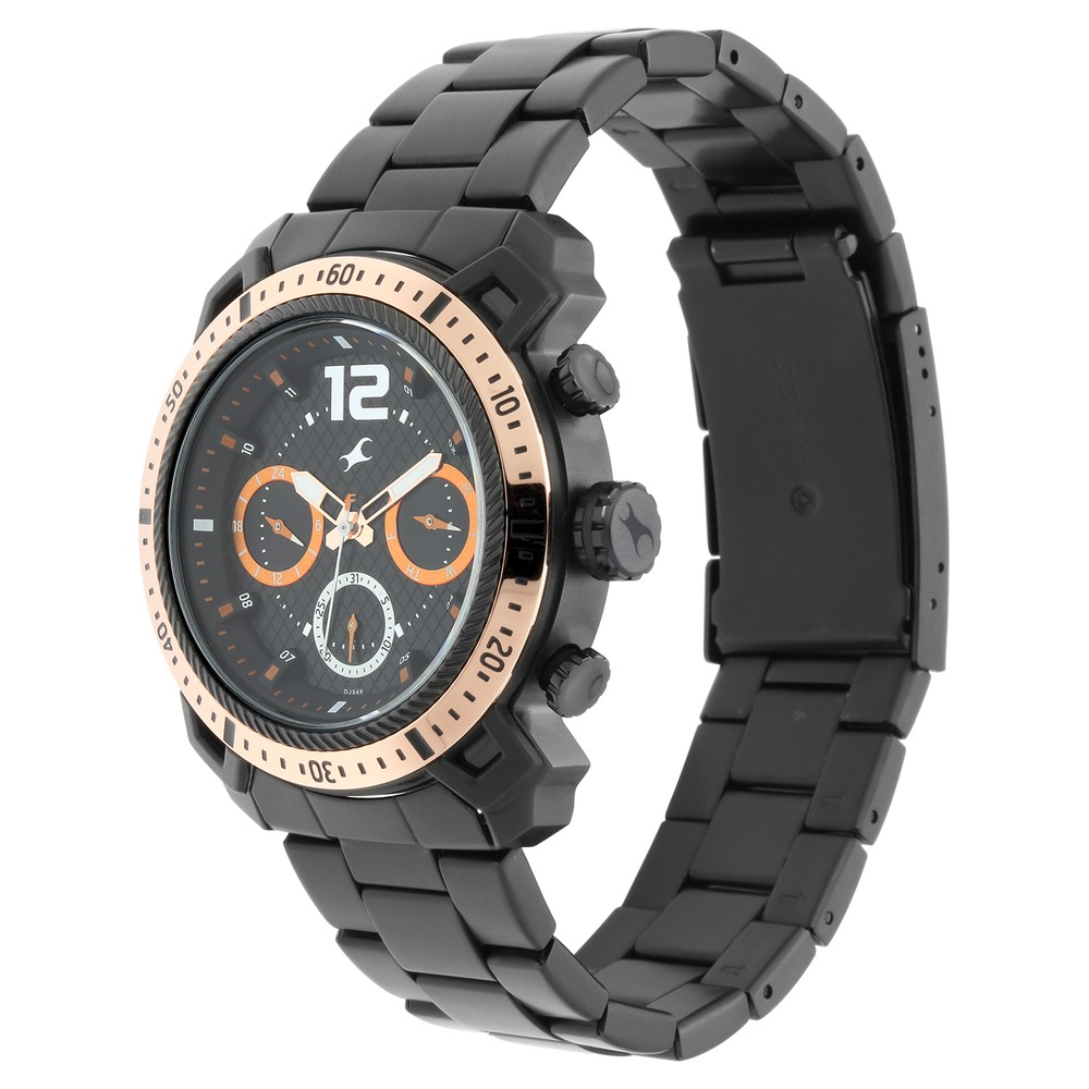 Buy Online Fastrack All Nighters Quartz Analog Black Dial Stainless ...