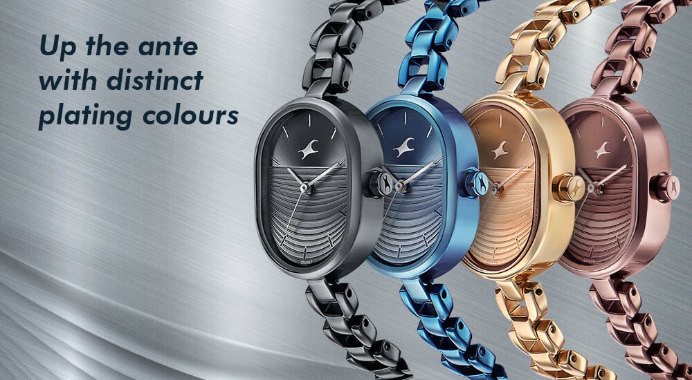 Buy Online Fastrack Style Up Golden Dial Metal Strap Watch for Girls ...