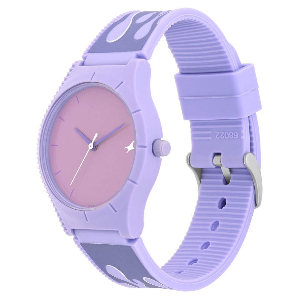 Buy Online Fastrack Tees BTS Quartz Analog Purple Dial Purple Silicone ...