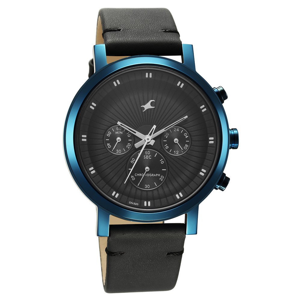 Buy Online Fastrack Kronos Multifunction Black Dial Leather Strap Watch ...