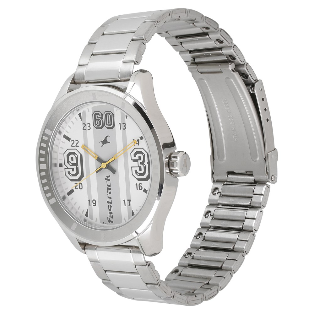 Buy Online Fastrack Varsity Quartz Analog White Dial Stainless Steel ...