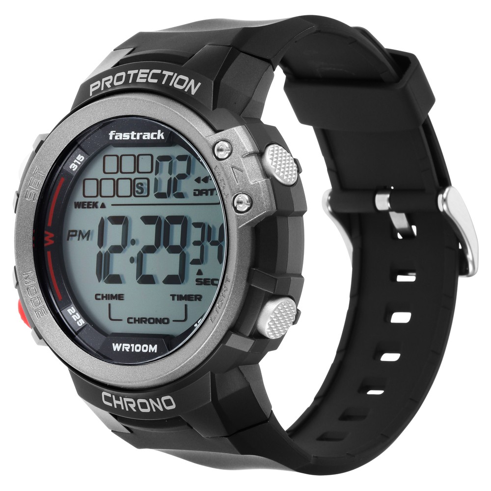 Buy Online Fastrack Digital Dial Black Silicone Strap Watch For Guys ...