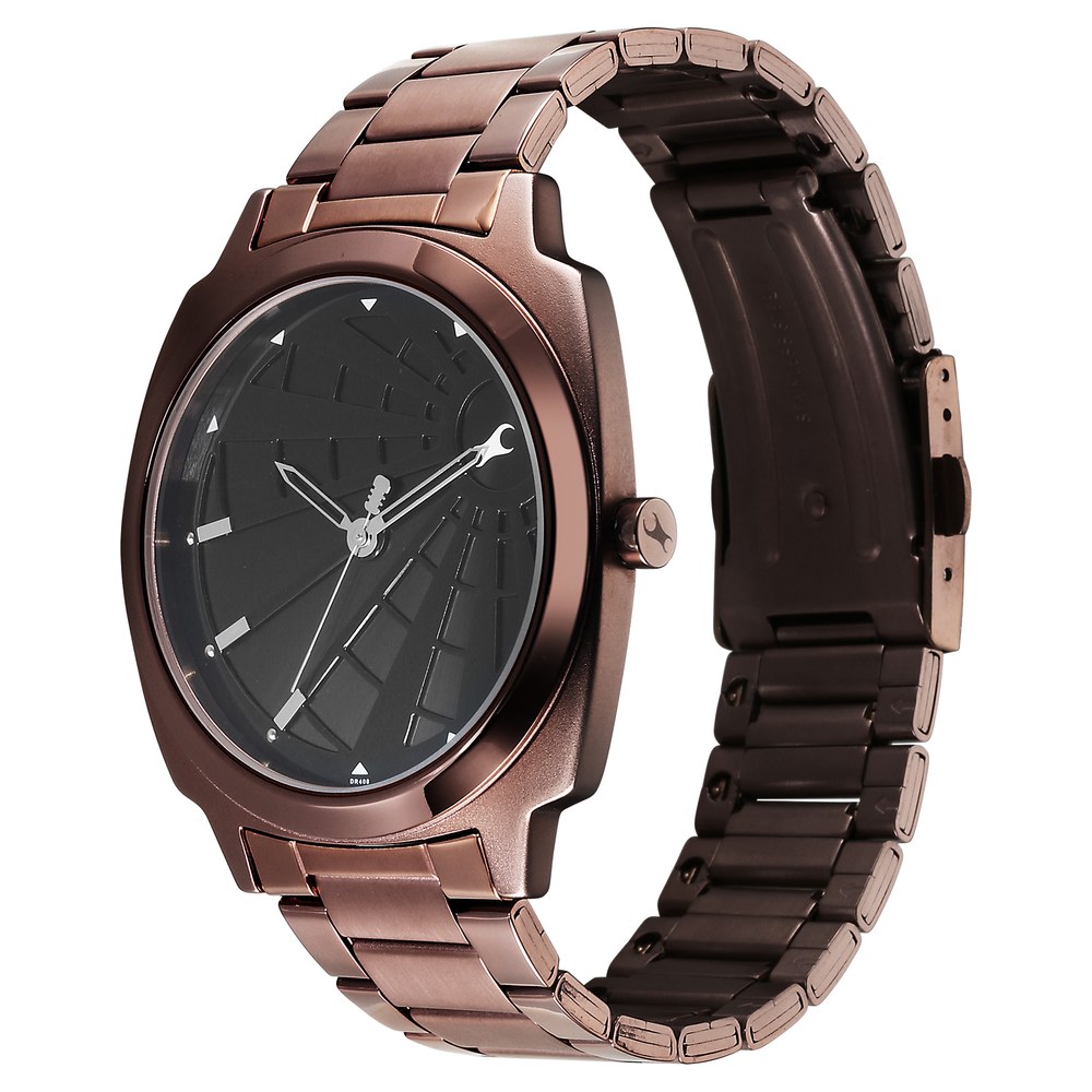 Buy Online Fastrack Groove Quartz Analog Black Dial Guys Stainless ...