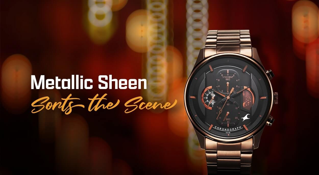 Buy Online Fastrack Opulence Sun Moon Chronograph Black Dial Black ...