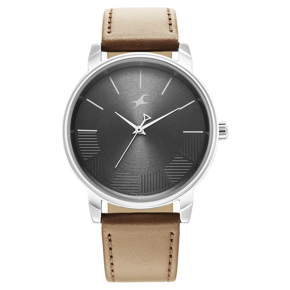 Buy Online Fastrack Stunners Quartz Analog Grey Dial Brown Leather ...
