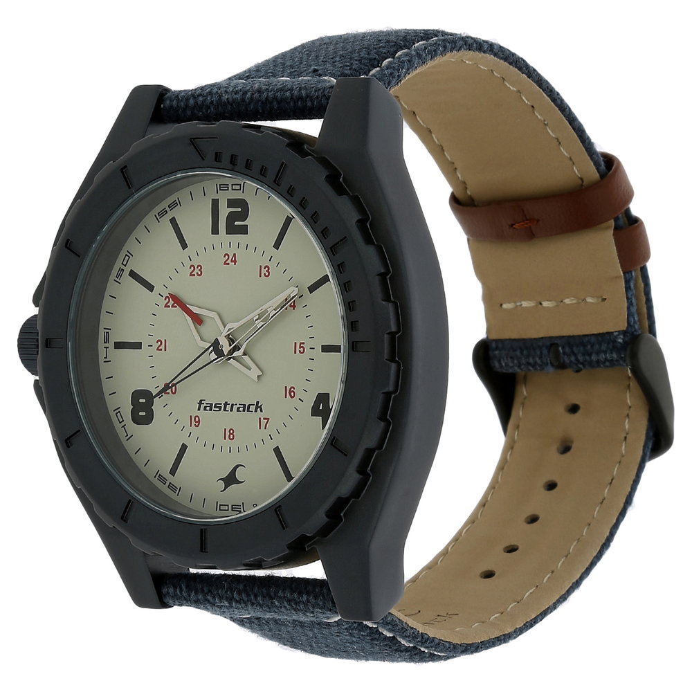 Buy Online Fastrack Explorer Quartz Analog Grey Dial Canvas Strap Watch ...