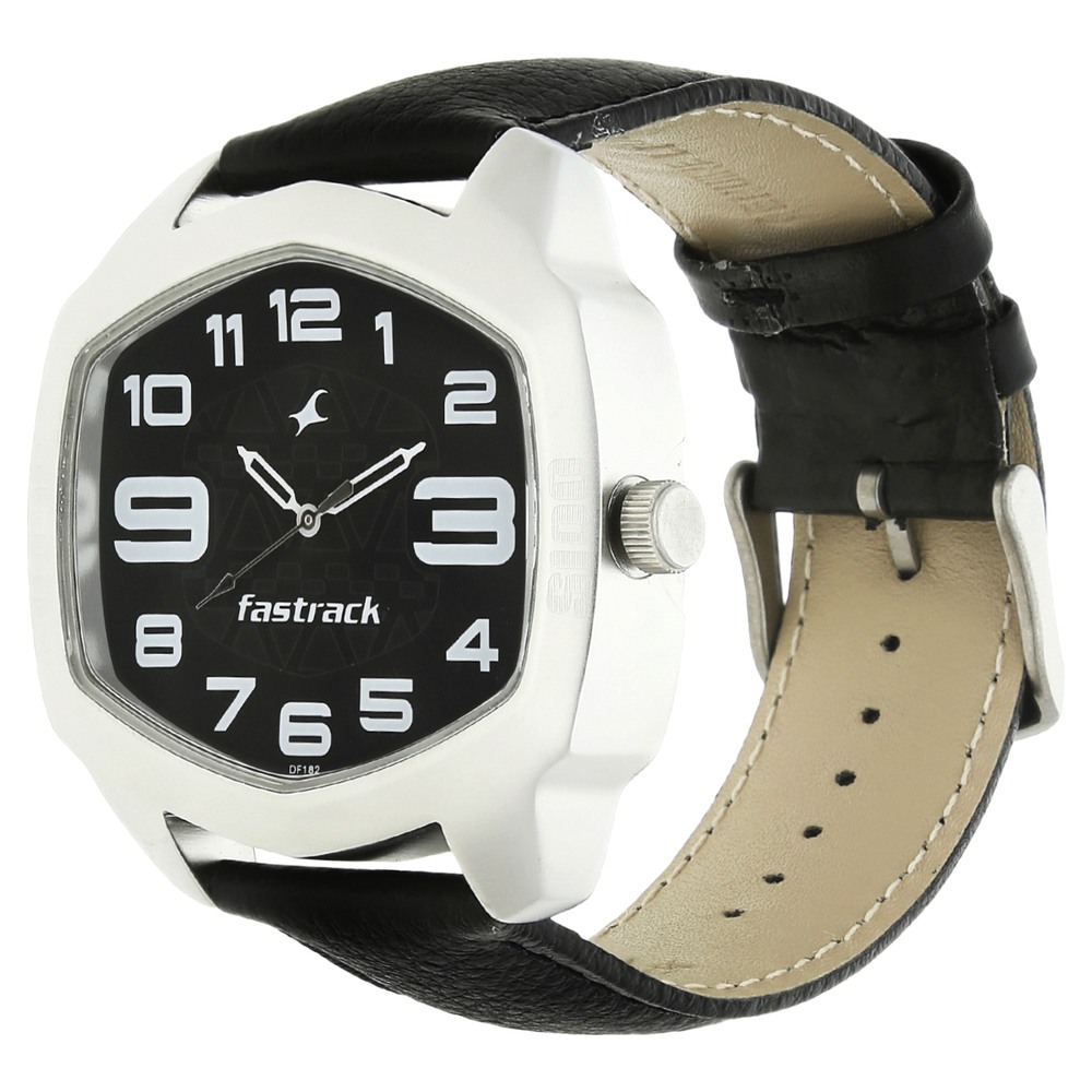 Buy Online Fastrack Quartz Analog Black Dial Leather Strap Watch for ...