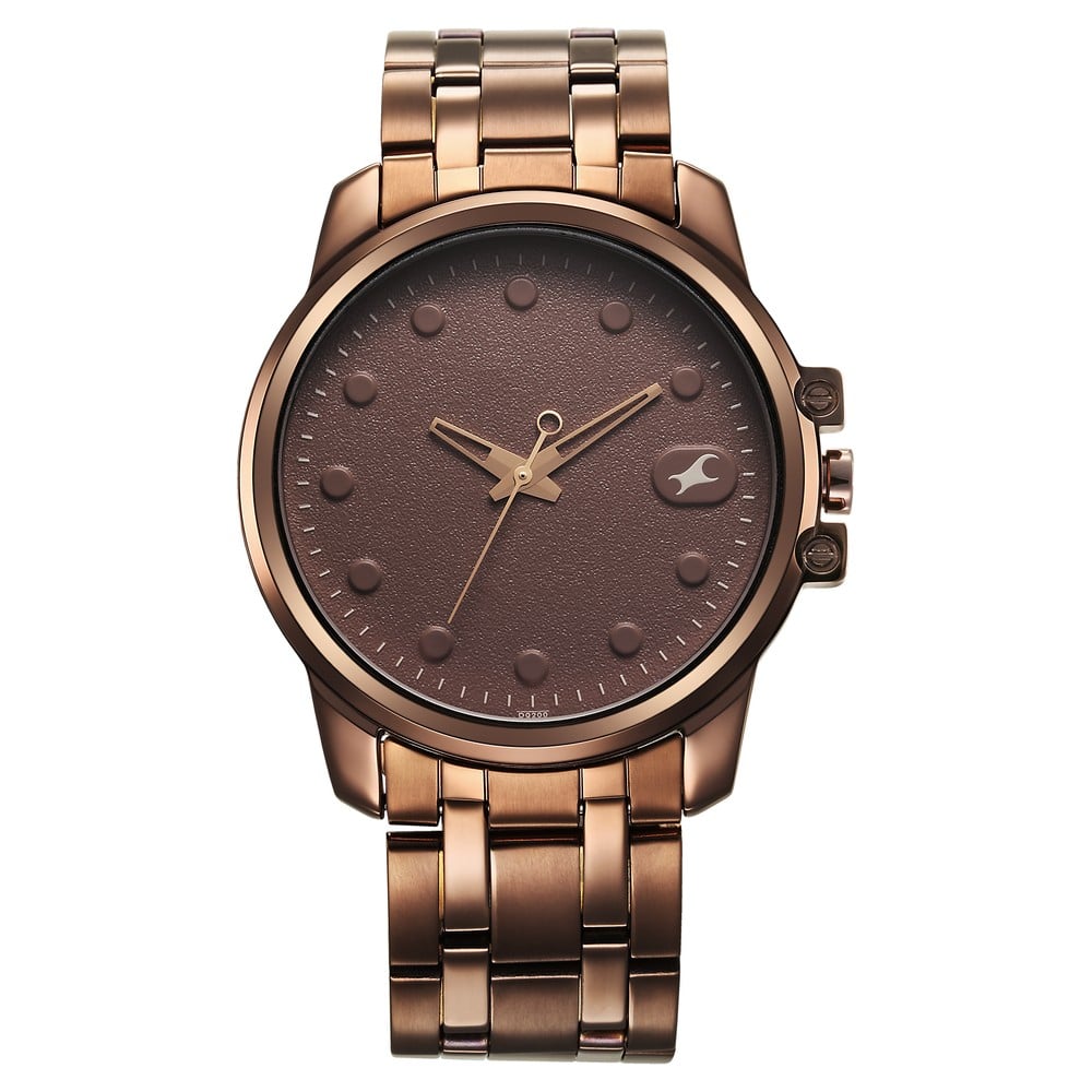 Buy Online Fastrack Pulse Quartz Analog Brown Dial With Brown Stainless ...