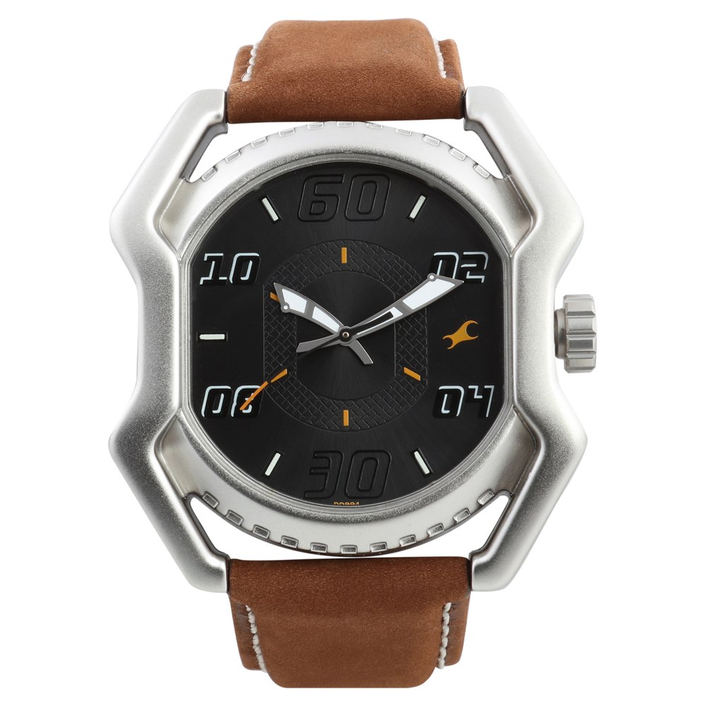 Buy Online Fastrack Quartz Analog Black Dial Leather Strap Watch for ...