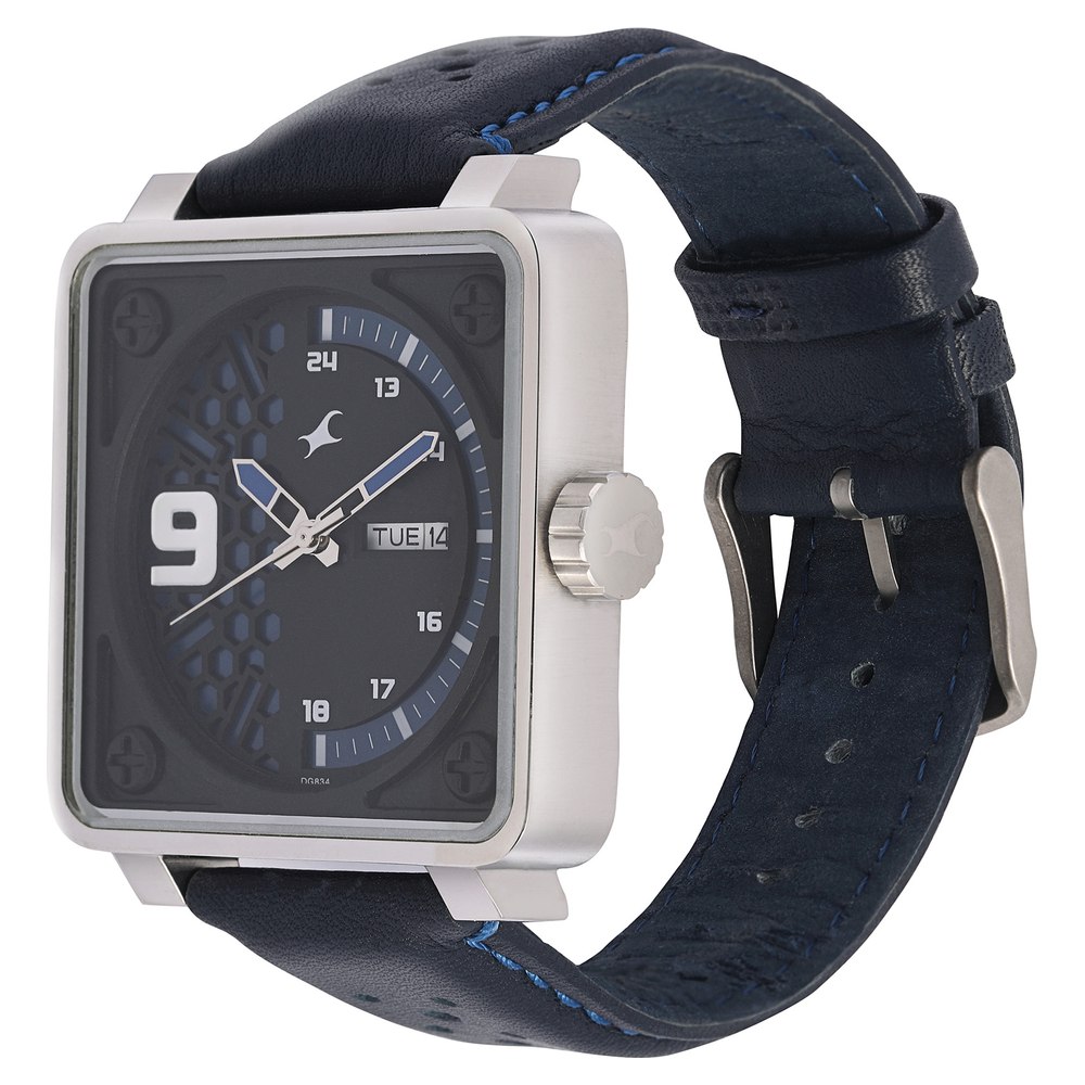 Buy Online Fastrack Loopholes Quartz Analog with Day and Date Blue Dial ...