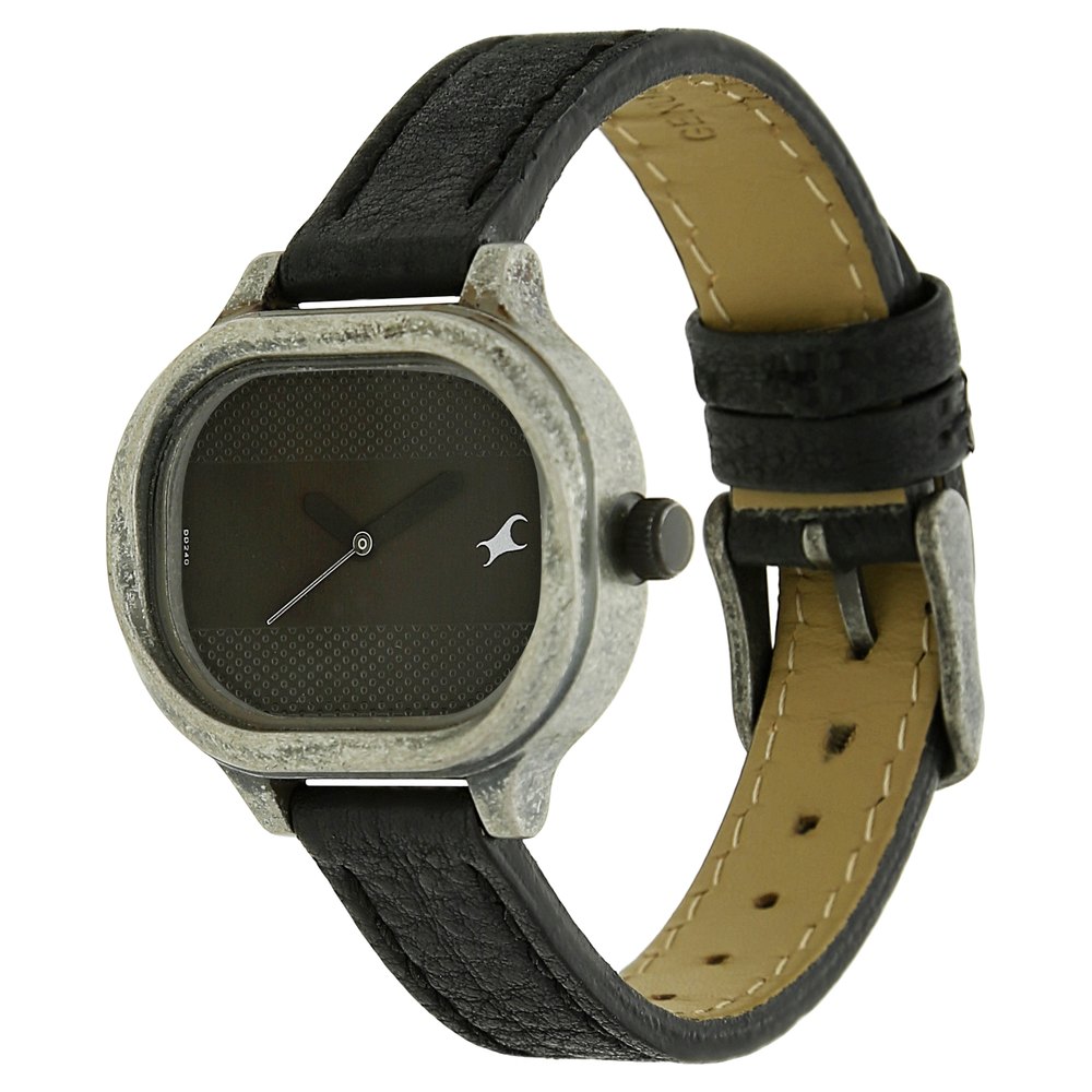 Buy Online Fastrack Quartz Analog Black Dial Leather Strap Watch for ...