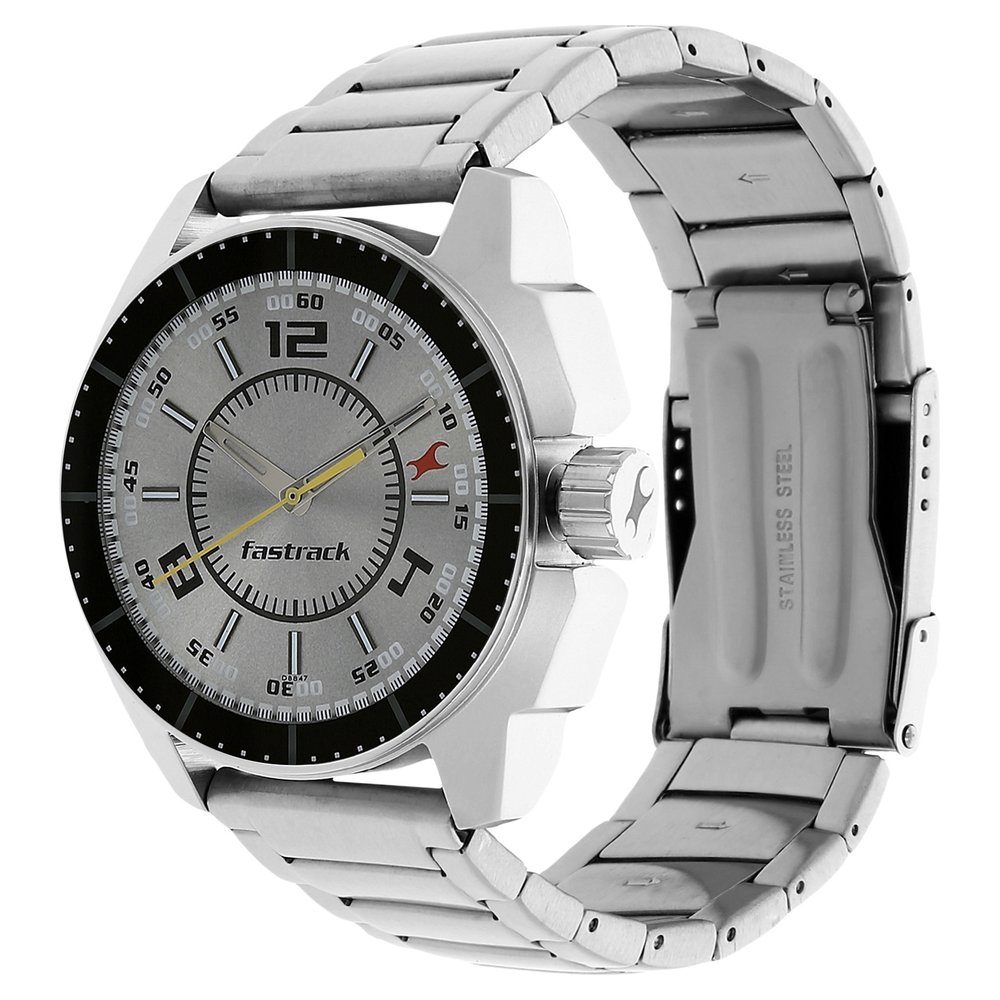 Buy Online Fastrack Quartz Analog Silver Dial Stainless Steel Strap ...