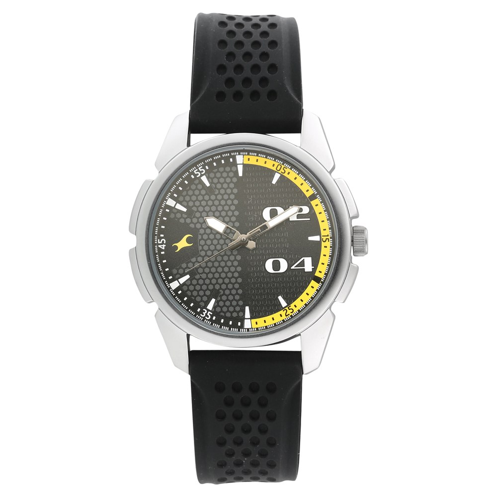 Buy Online Fastrack Loopholes Quartz Analog Black Dial Silicone Strap ...